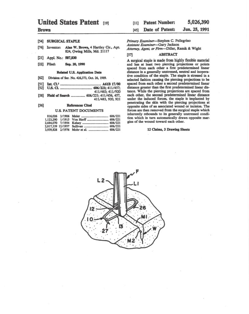 Surgical Staple-Patent Number 5026390 - Surgical Eye Care - Surgical ...